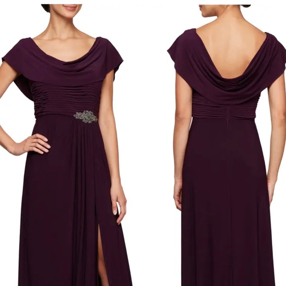 Alex Evenings | Dresses | Alex Evenings Cowl Neck Beaded Waist ...